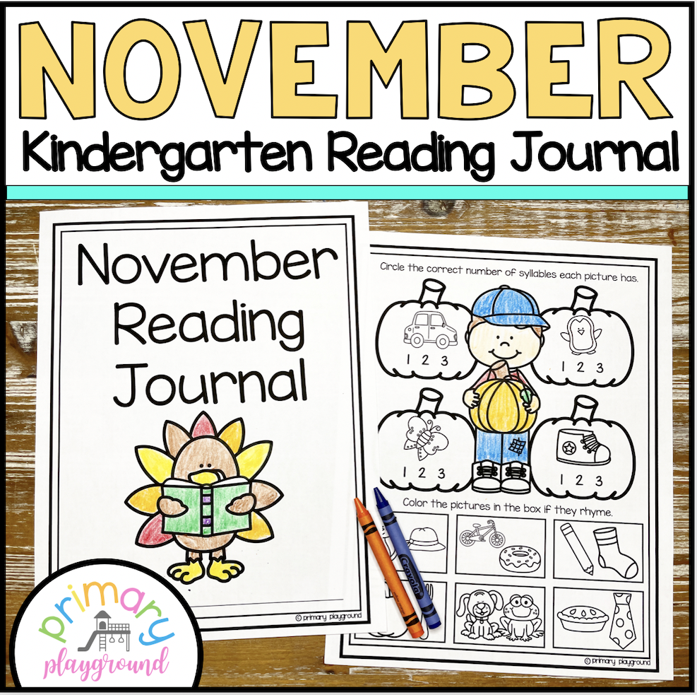 Kindergarten ELA November Reading Journal - Primary Playground