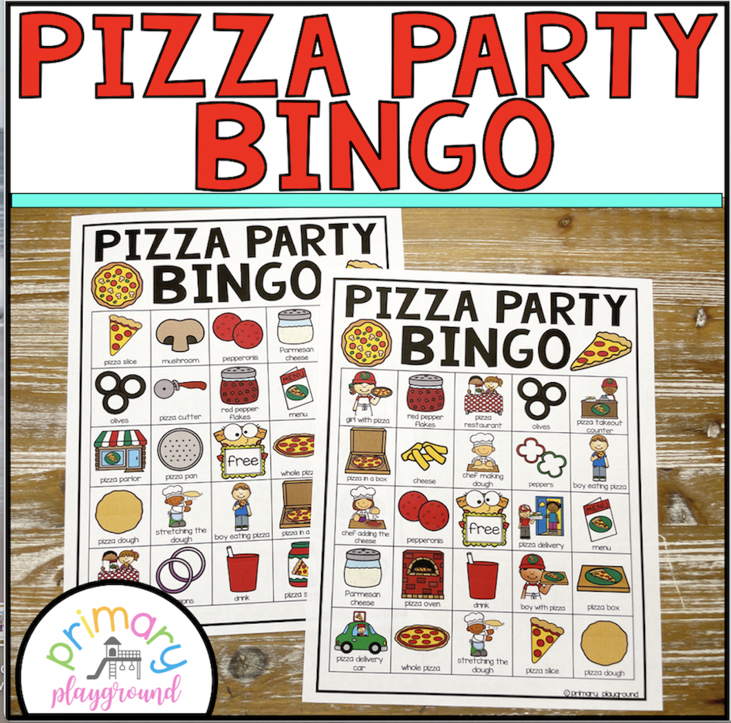 Pizza Party Bingo Print and Play Class Party Game - Primary Playground