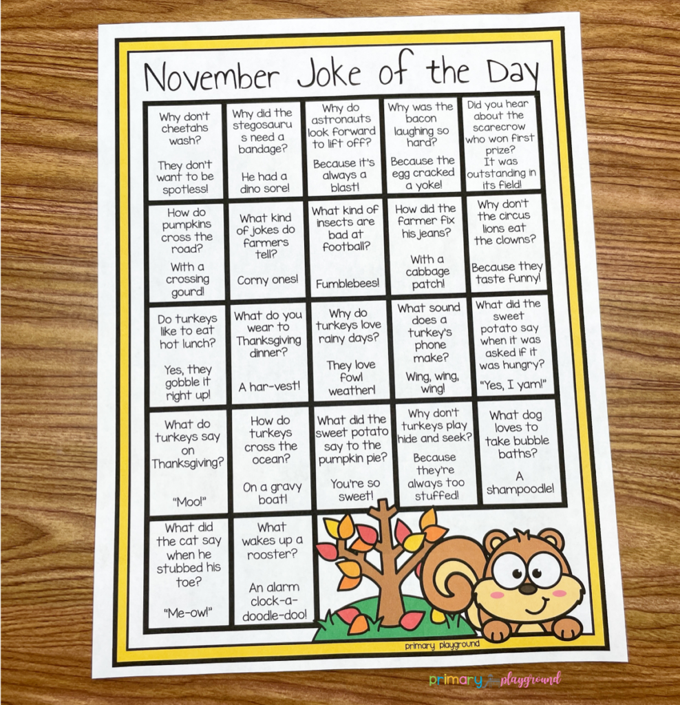 November Joke Of The Day 2nd Edition - Primary Playground