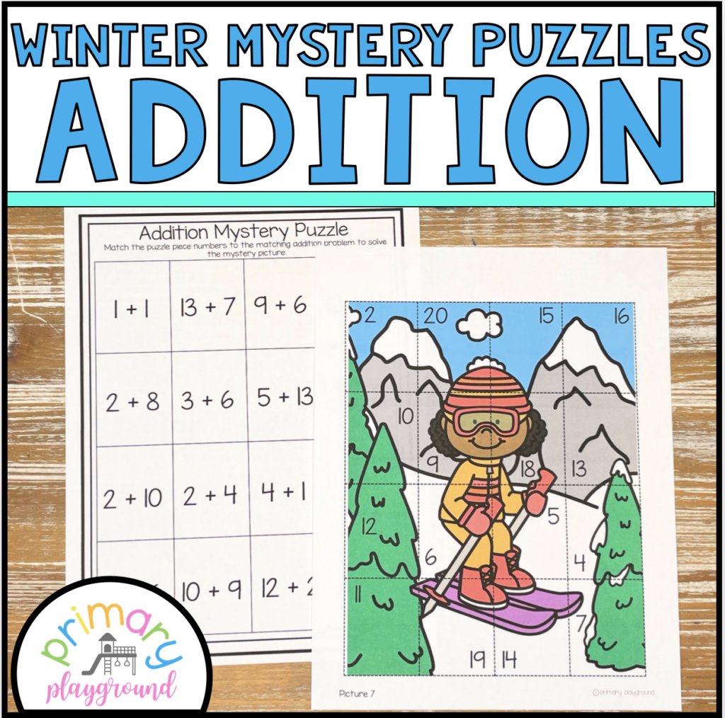 Winter Addition to 20 Mystery Picture Puzzles - Primary Playground