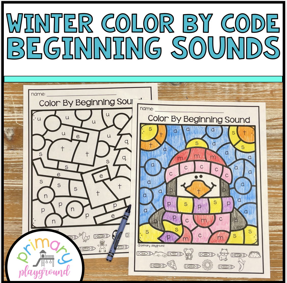 Winter Color By Code Beginning Sounds - Primary Playground